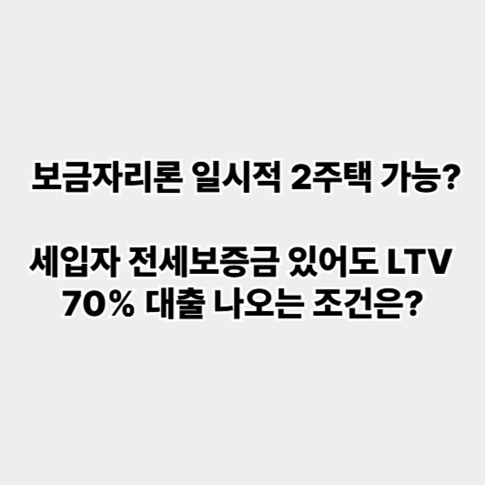 보금자리론 일시적 2주택 가능할까? 세입자 전세보증금 있어도 LTV 70% 대출 나오는 조건은? :: 노력하면 잘살수있는 세상을 위해