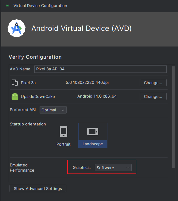 Android Studio AVD GL error 0x502 — 큐레이트의 기록