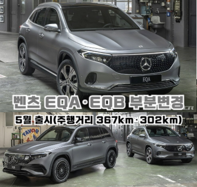 벤츠 EQA·EQB 부분변경 5월 출시(주행거리 367km·302km)