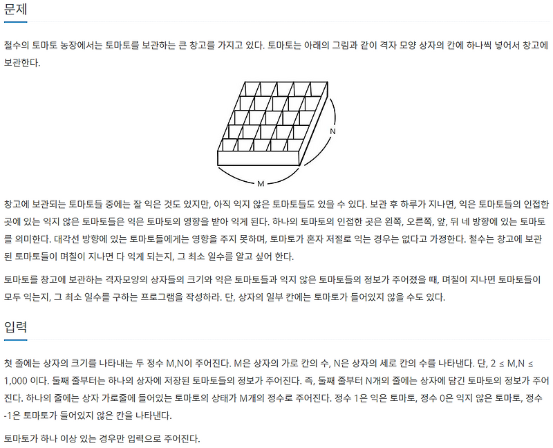 [Algorithm] BFS 백준 7576 토마토 | C++