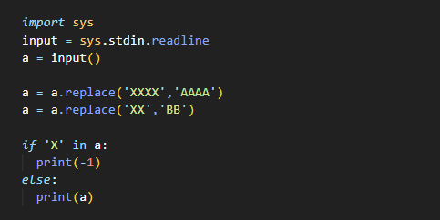 [백준 알고리즘] 1343번: 폴리오미노 (Python)
