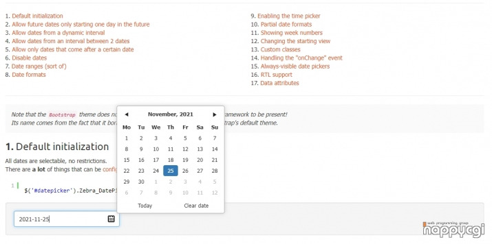 [해피CGI][cgimall] Compact and Highly Configurable jQuery Datepicker Plugin - Zebra_Datepicker