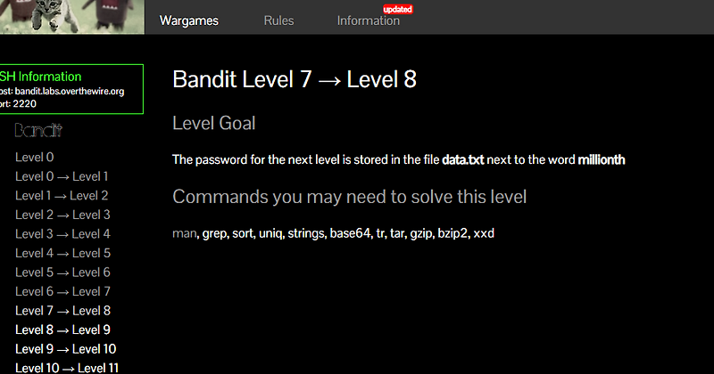 [Bandit-OverTheWire] Level7 -> Level8