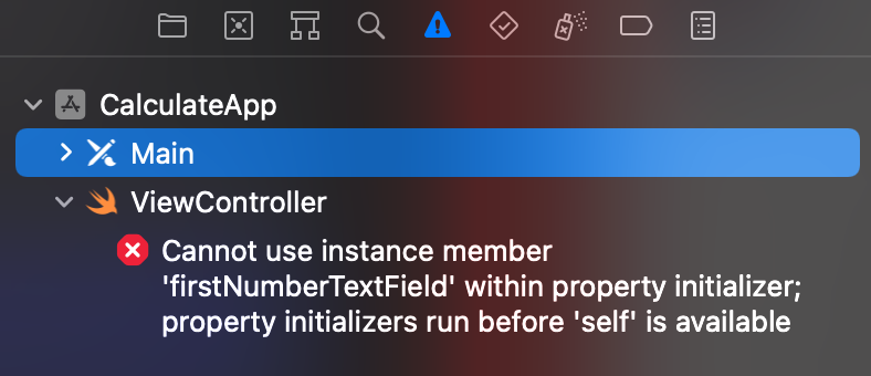 Cannot use instance member 'firstTextField' within property initializer; property initializers ...