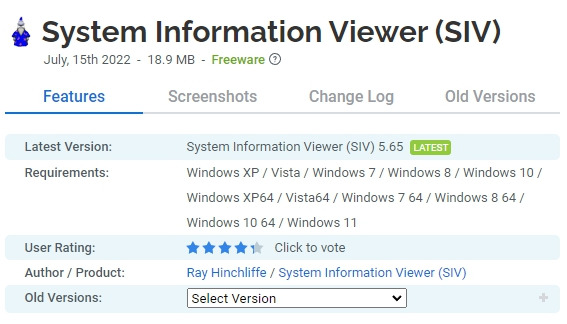 System Information Viewer (SIV) 무료 다운로드