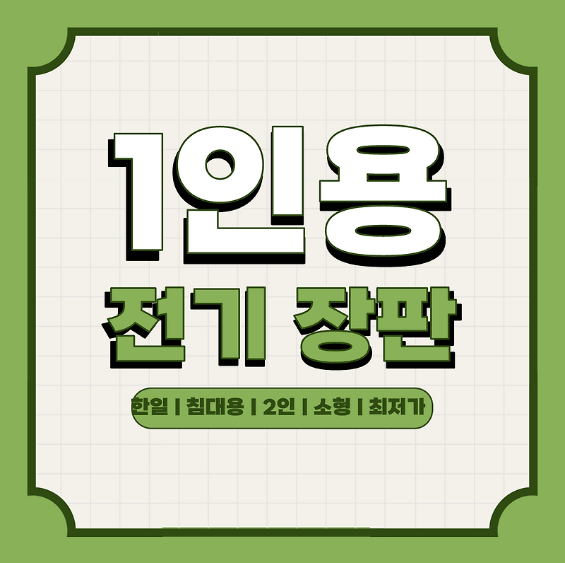 1인용 전기장판 한일 침대용 2인 소형 최저가 추천 가격