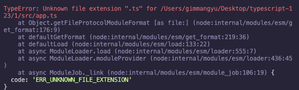 [TypeScript] TypeError: Unknown file extension ".ts"