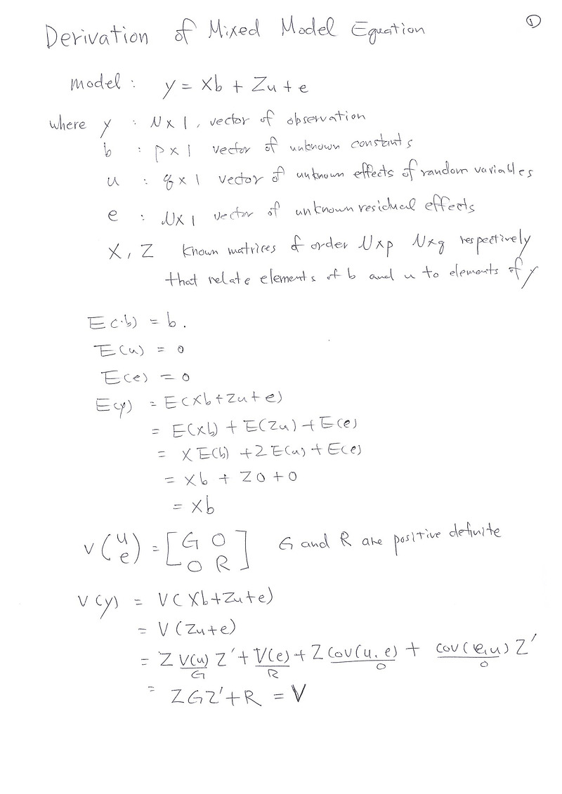 derivation of mixed model equation using LaGrange Multiplier :: Let's ...