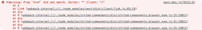 [NextJS] 콘솔 Prop href did not match 오류