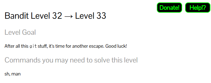 OverTheWire: Bandit - Level 32 → Level 33