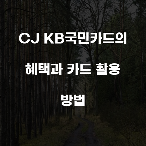 CJ KB국민카드의 혜택과 카드 활용 방법