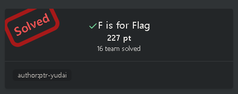 [SECCON CTF 13 Quals] F is for Flag
