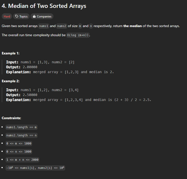 LeetCode in C# 4. Median of Two Sorted Arrays — Until Dawn