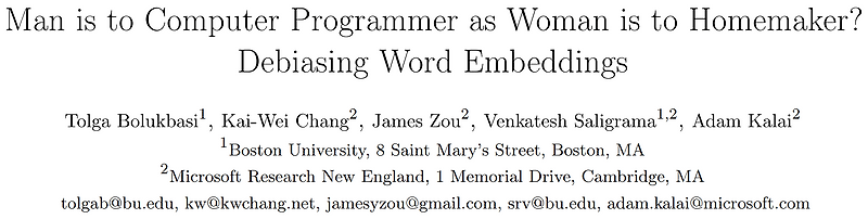 [review] Man is to Computer Programmer as Woman is to Homemaker ...