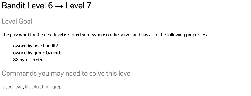 Bandit war game Level 6 -> 7 :: sengseng_Boan