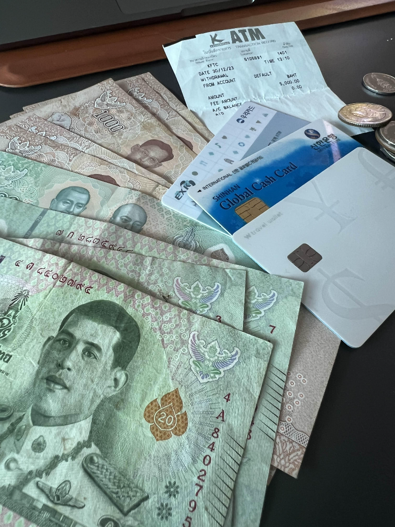 [태국]여행 환전은 어떻게 하지? 바트화 환전 팁 트레블 월렛, EXK카드 ATM기 이용, GLN 결제 사용법