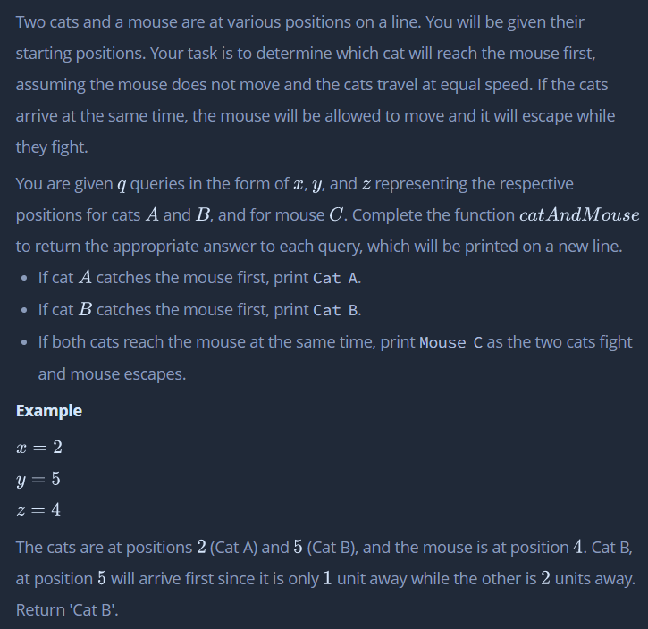 [HackerRank] Cats and Mouse