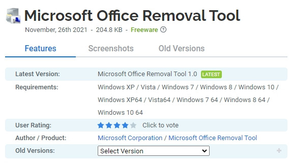 Microsoft Office Removal Tool 무료 다운로드