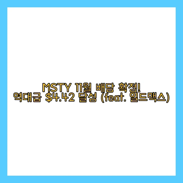 MSTY 11월 배당 확정! 역대급 $4.42 달성