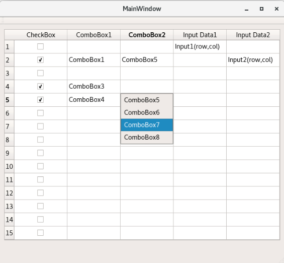 QTableView에 CheckBox 및 ComboBox 삽입하기 :: 코딩초보의 블로그