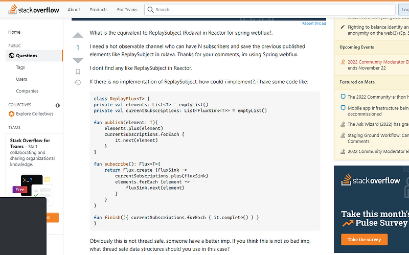 Spring WebFlux, RX JAVA ReplaySubject