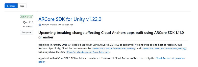 ARCore SDK for Unity - HelloAR