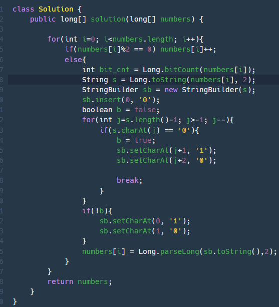 [프로그래머스] Lv.2 2개 이하로 다른 비트 (Java) :: hwannee.dev