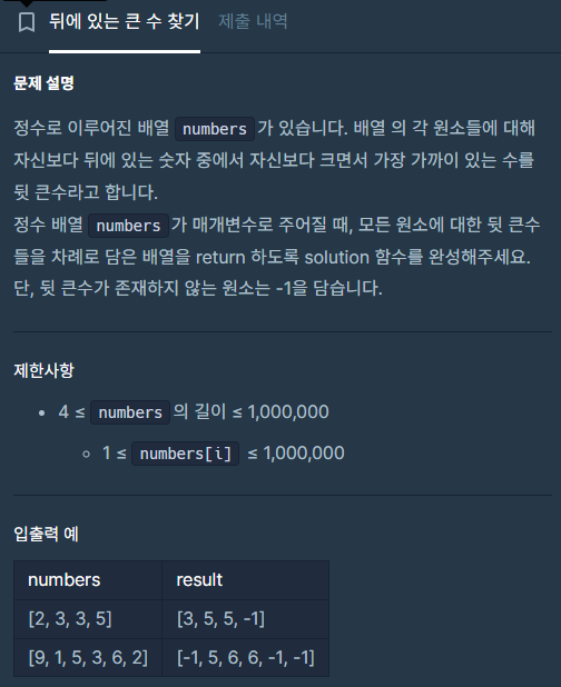 [프로그래머스 Lv2,python]- 뒤에 있는 큰 수 찾기