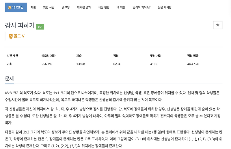 [BOJ] #18428 감시피하기 , #11660 구간 합 구하기5, #18290 NM과 K (java) — Run to Develop