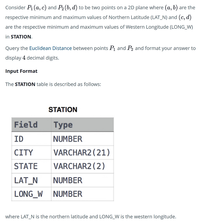 [해커랭크/MYSQL] - (41) Weather Observation Station 19