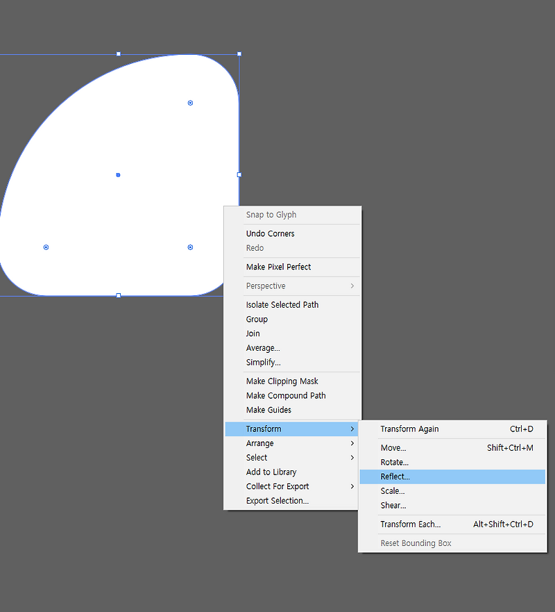 일러스트 오브젝트(도형) 뒤집는 방법/Reflect Tool 활용방법
