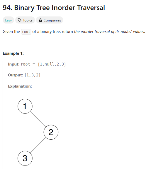 [DFS-중위 순회] LeetCode 94번 문제 학습