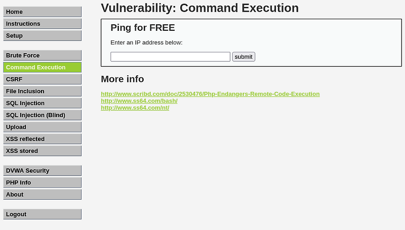 dvwa Command Execution