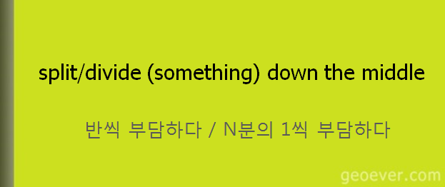 영어 표현 : split/divide (something) down the middle - 반씩 부담하다 / N분의 1씩 부담하다