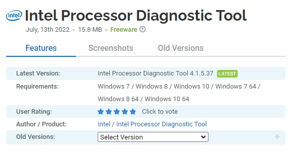 Intel Processor Diagnostic Tool 무료 다운로드