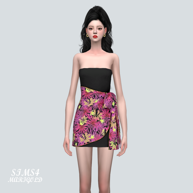 [Sims4 CC] 22 Tube Top Ribbon Wrap Mini Dress_22 튜브톱 리본 랩 미니 드레스_여자 의상