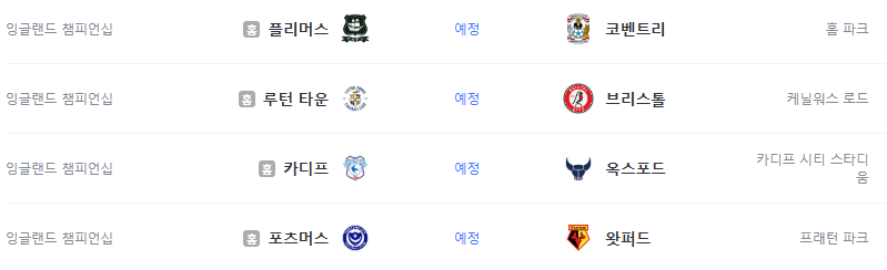 Efl 챔피언십 2025년 4월 21일 플리머스 코벤트리루턴 타운 브리스톨카디프 옥스포드포츠머스 왓퍼드 경기 분석