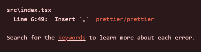 Insert `,` prettier/prettier 오류