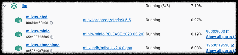 LLM with RAG - milvus server