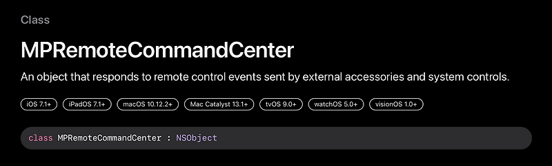 MPRemoteCommandCenter (잠금화면 미디어제어) — IT Document
