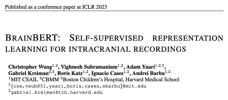 [BCI/논문/리뷰/ICLR] BrainBERT: Self-supervised Representation Learning for Intracranial Recordings