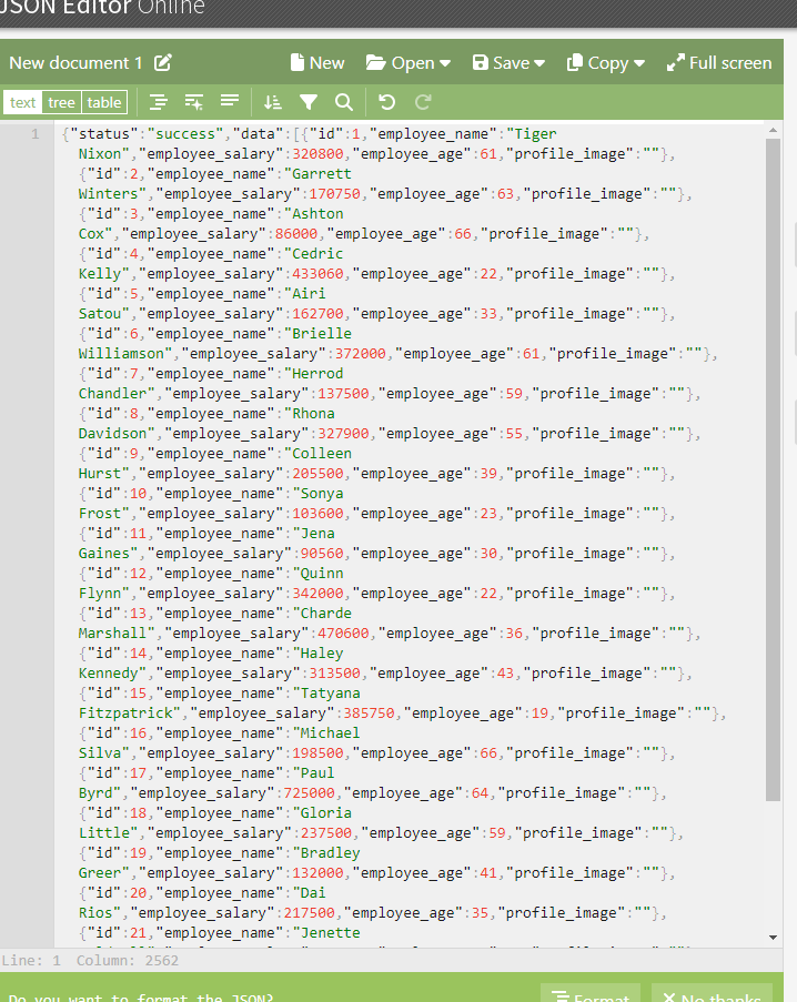 Android - json 온라인 에디터