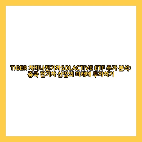 TIGER 차이나전기차SOLACTIVE ETF 주가 분석: 중국 전기차 산업의 미래에 투자하기