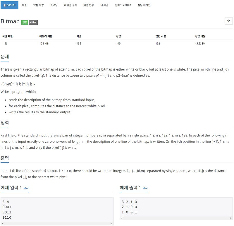 [자바] 백준 8061 - Bitmap (java) - Nahwasa