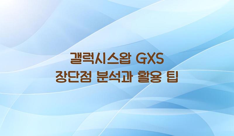 갤럭시스왑 GXS 장단점 분석과 활용 팁
