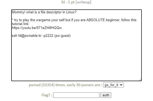 [Pwnable.kr] fd write up