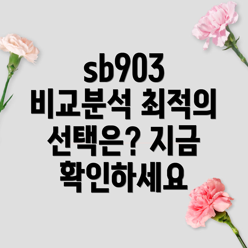sb903 제품 비교 분석 당신에게 딱 맞는 최적의 선택은