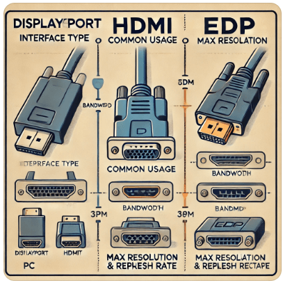 DisplayPort vs HDMI vs eDP: 차이점과 용도별 최적 선택법