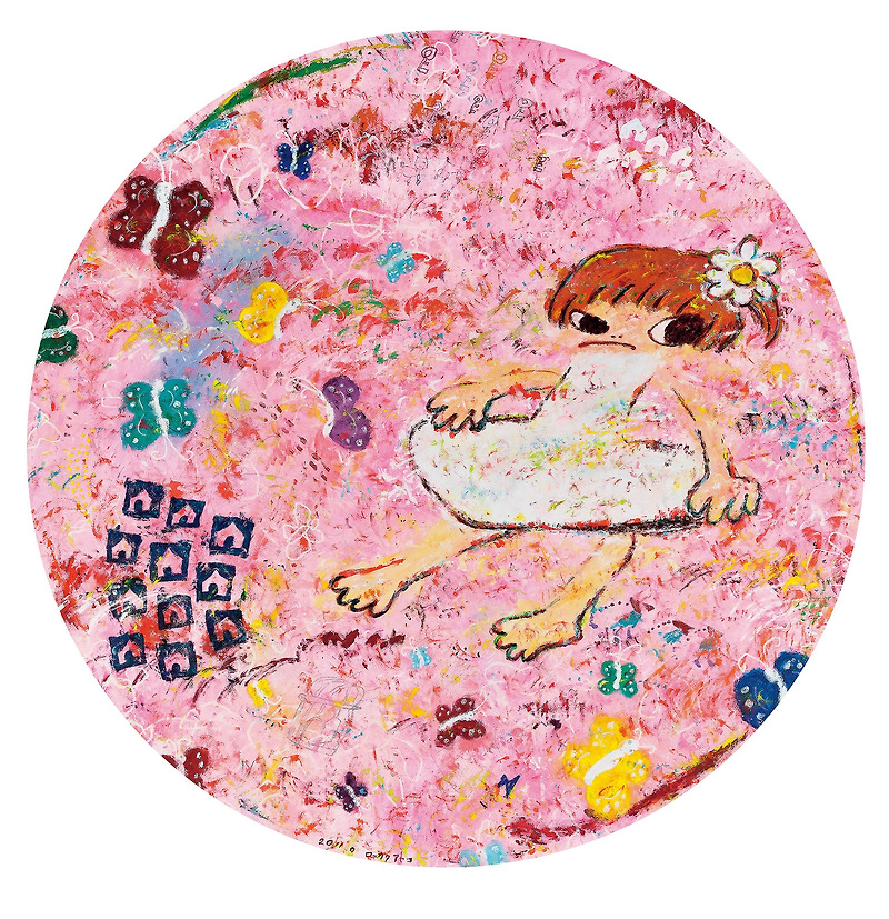 아야코 록카쿠(Ayako Rokkaku | b.1982 | Japanese) : Untitled : acrylic on canvas : diam 201cm : 2011