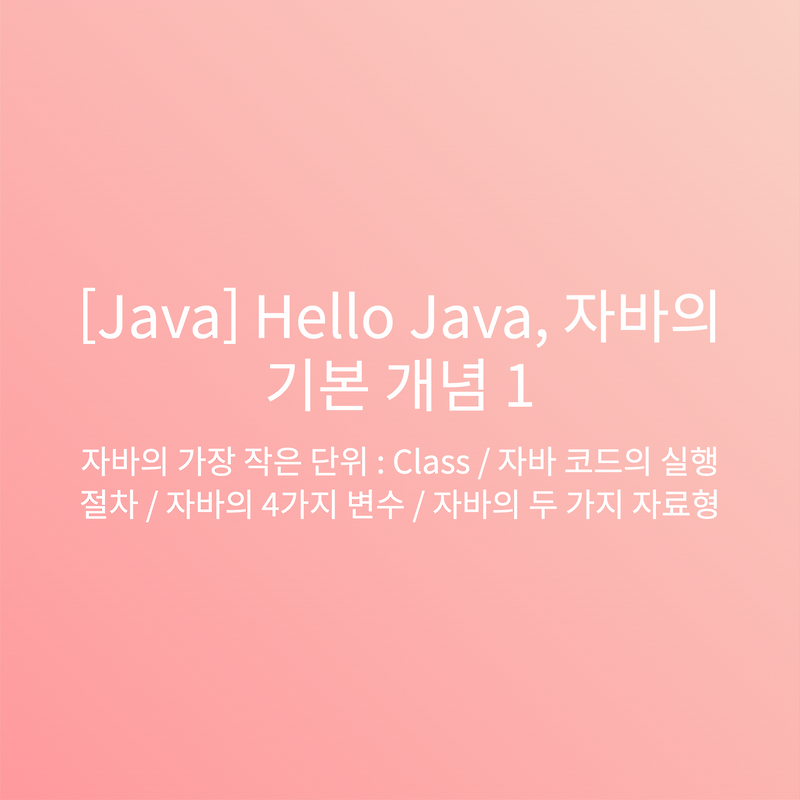 [Java] Hello Java, 자바의 기본 개념 1